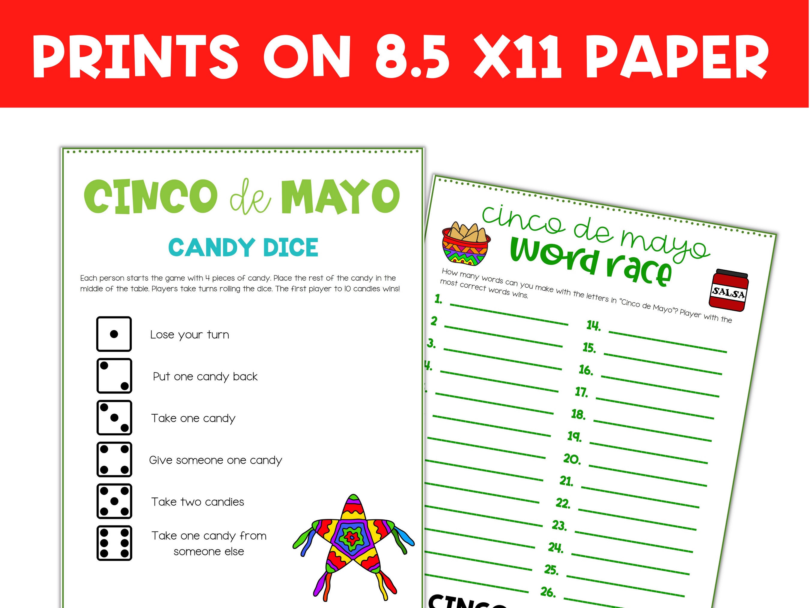 Cinco De Mayo Party Game Bundle | Printable Fiesta Activities for Kids ...