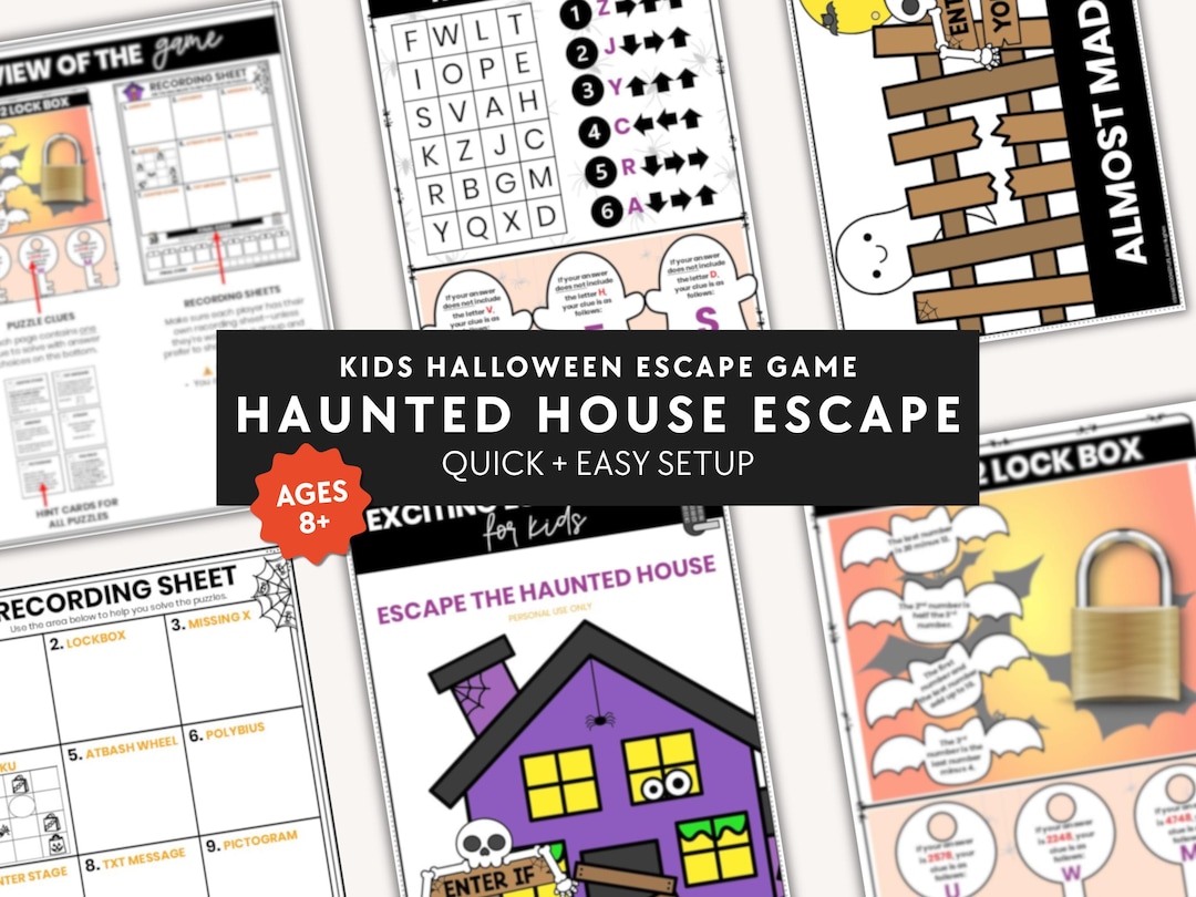 Halloween Haunted House Escape Room Game | Printable Puzzle Activity ...
