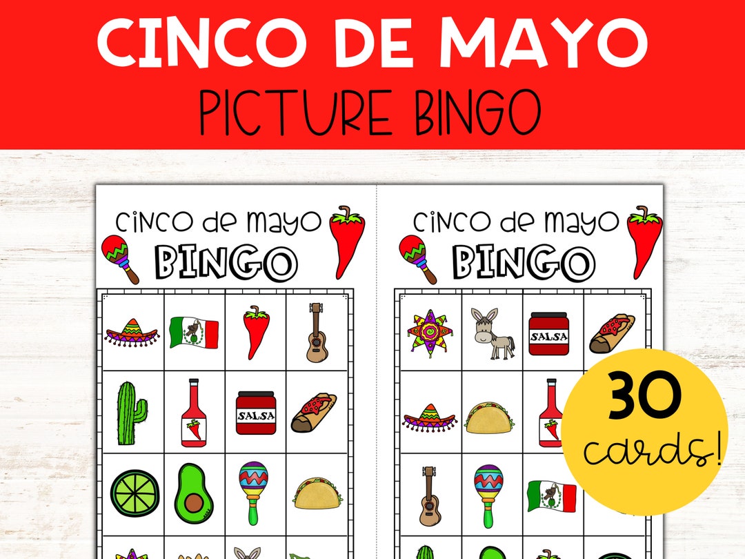 Cinco De Mayo Bingo Game, Printable Fun Party Game, Printable Bingo for ...