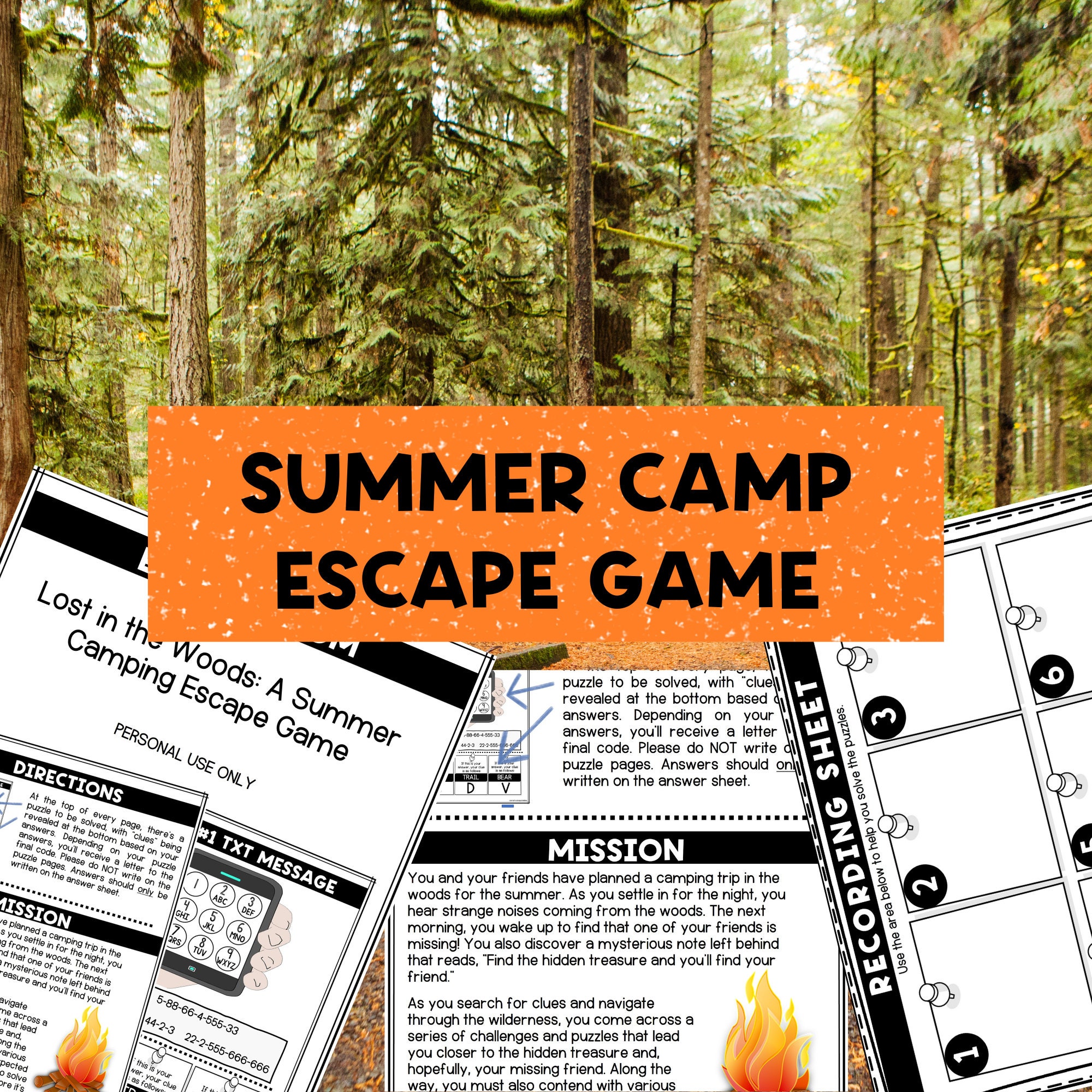 Escape Game for Kids, DIY Printable Party Game, Summer Camp Escape Room ...