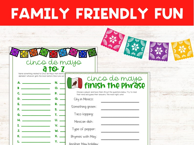 Cinco De Mayo Party Game Bundle | Printable Fiesta Activities for Kids ...
