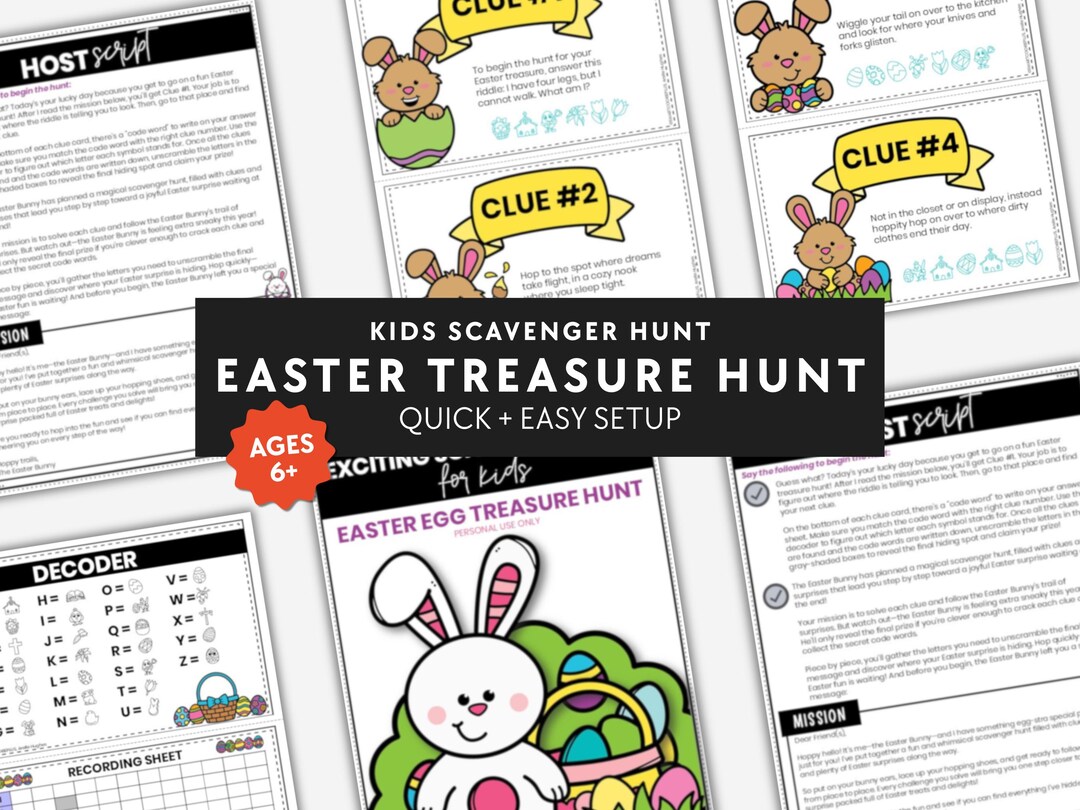 Easter Bunny Scavenger Hunt Game | Printable Indoor Treasure Hunt ...