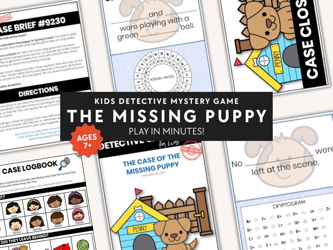 Puppy Detective Game | the Case of the Missing Puppy Printable Mystery ...