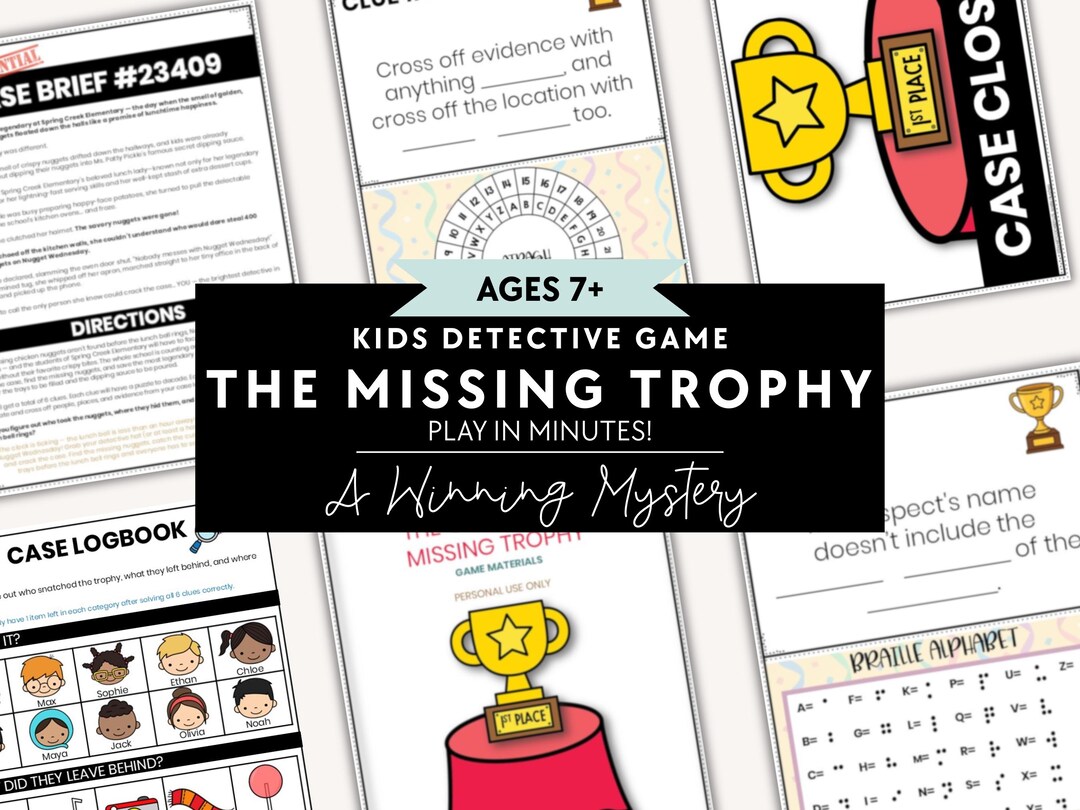 Mystery Game for Kids the Missing Trophy Printable Detective Escape ...