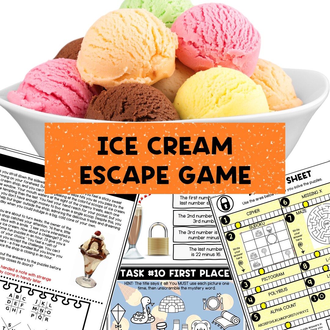 Ice Cream Escape Game for Kids Birthday Party Game Ice Cream - Etsy