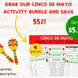 Cinco De Mayo Pictionary Party Game, Cinco De Mayo Charades Game ...