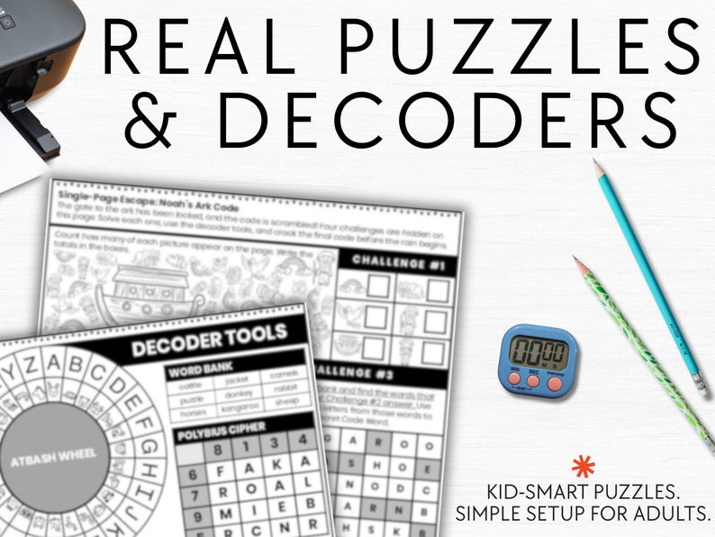 Bible Single-page Escape Room Game | Noah’s Ark Printable Logic Puzzle ...