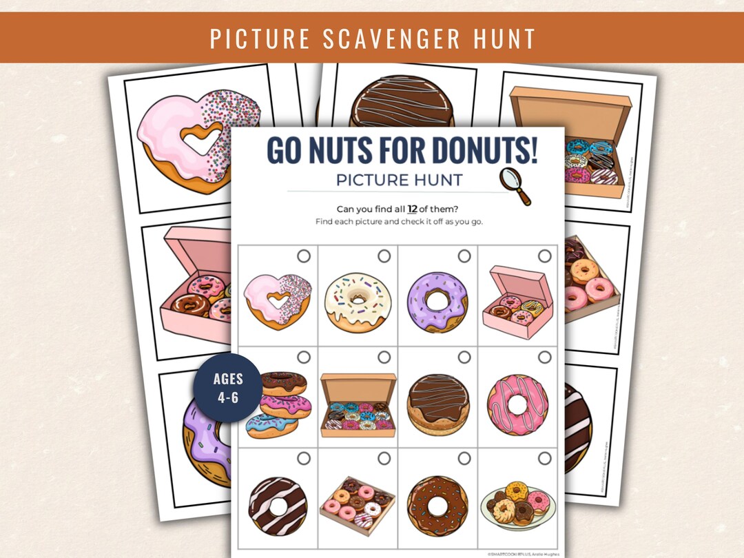 Donuts Picture Scavenger Hunt for Kids | Printable Hunt Game | Ages 4–6 ...