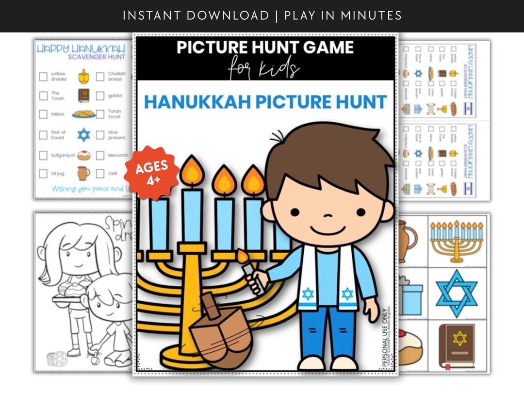 Hanukkah Picture Hunt for Kids | Indoor or Outdoor Activity | Ages 4 ...