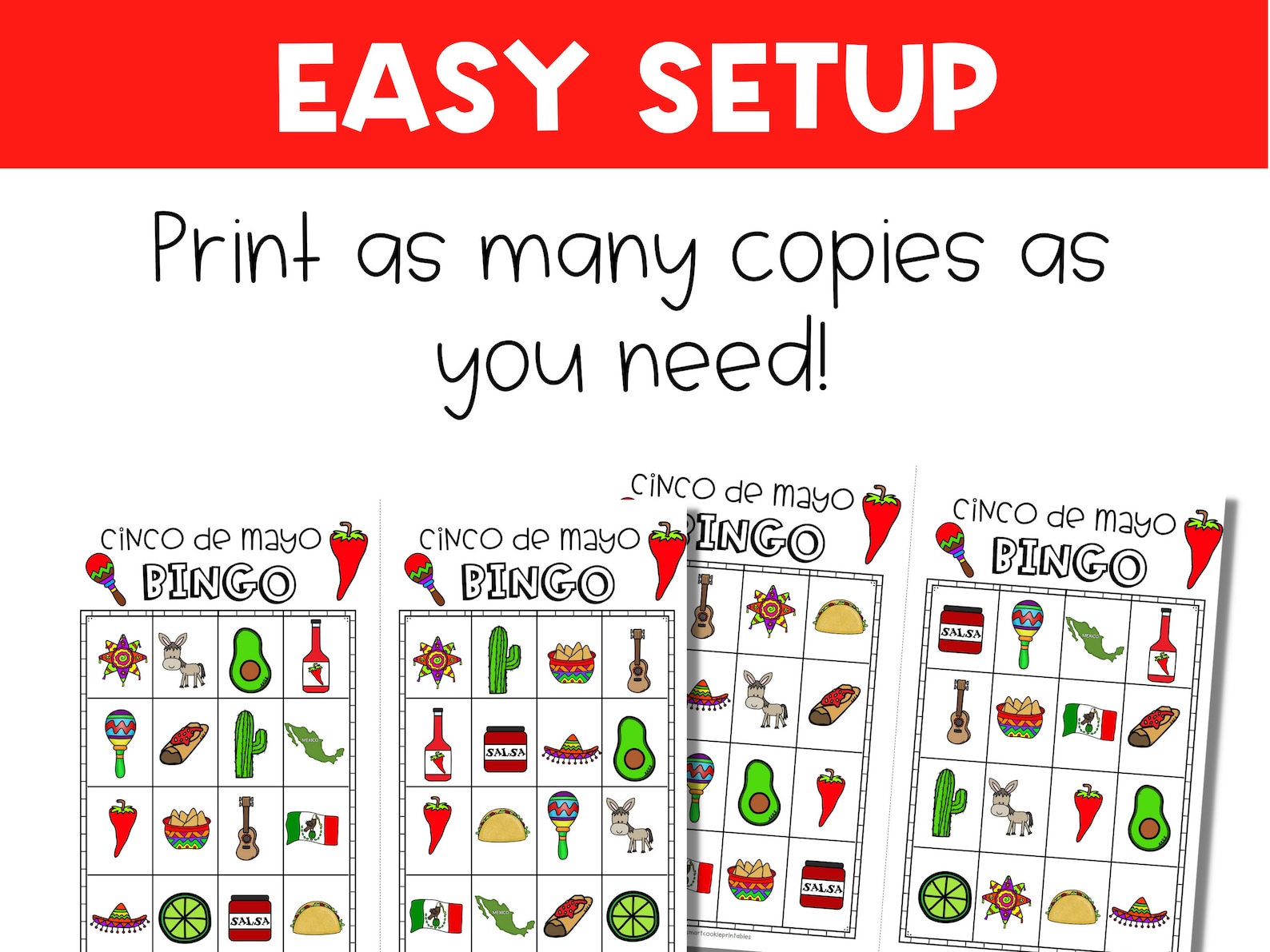 Cinco De Mayo Bingo Game, Printable Fun Party Game, Printable Bingo for ...