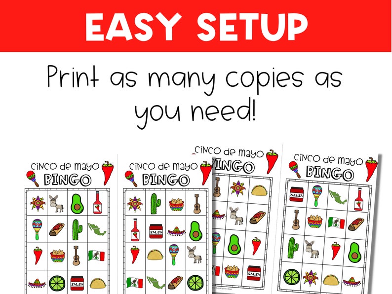 Cinco De Mayo Bingo Game, Printable Fun Party Game, Printable Bingo for ...
