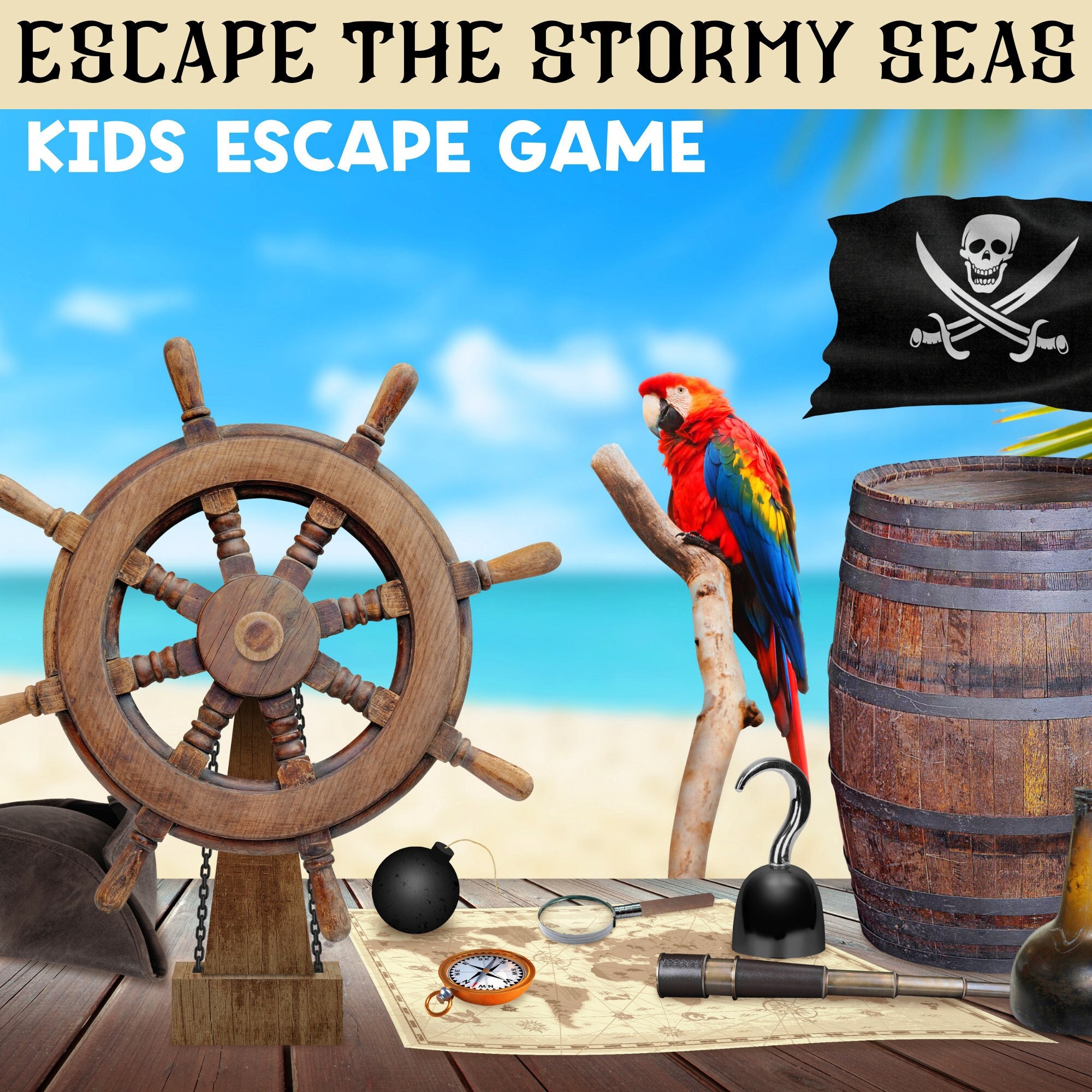 Pirate Escape Room for Kids, Escape the Stormy Seas Pirate Ship ...