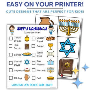 Kids Hanukkah Picture Scavenger Hunt, Hanukkah Treasure Hunt, Hanukkah ...
