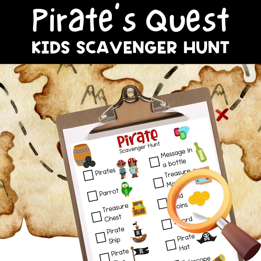 Pirate Scavenger Hunt, Pirate Birthday Party Game for Kids, Printable ...
