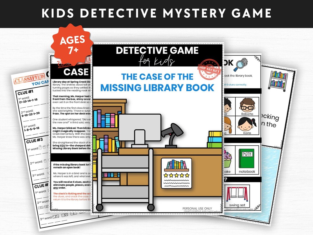 School Detective Game for Kids | the Case of the Missing Library Book ...