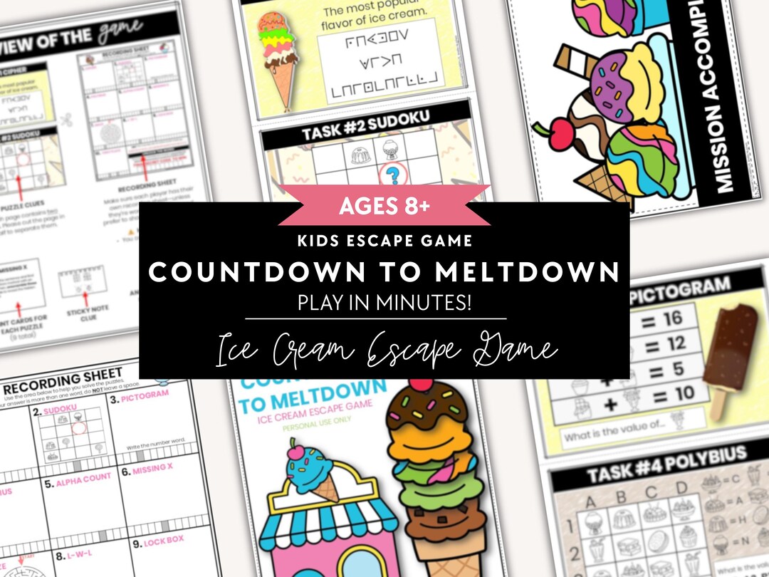 Kids Ice Cream Escape Room Printable | Summer Puzzle Game | Birthday ...