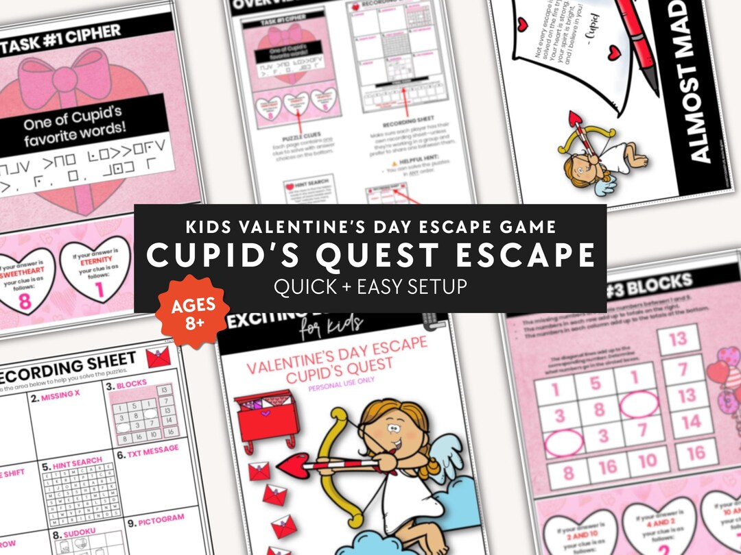 Valentine’s Day Escape Room for Kids – Cupid’s Quest | Printable Escape ...