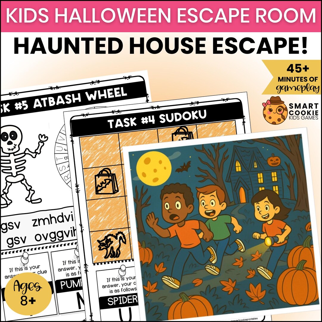 Kids Halloween Haunted House Escape Room Game | Printable Puzzle ...