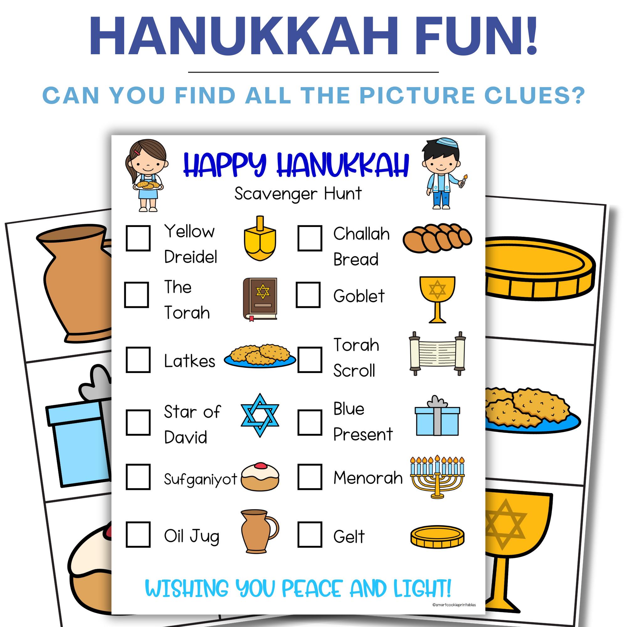 Kids Hanukkah Picture Scavenger Hunt, Hanukkah Treasure Hunt, Hanukkah ...