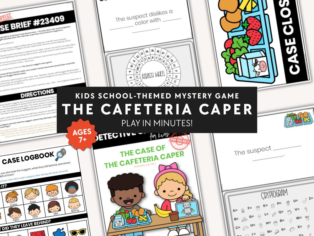School Lunch Detective Game | the Case of the Cafeteria Caper Printable ...