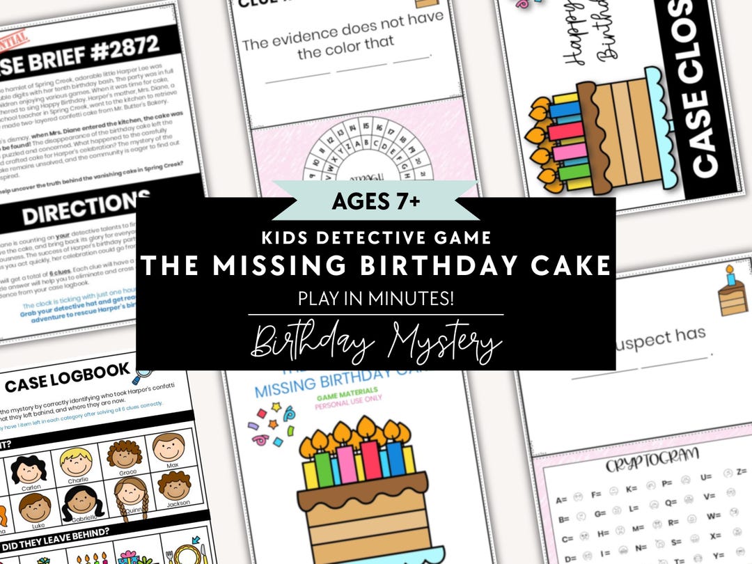 The Case of the Missing Birthday Cake Kids Birthday Detective Mystery ...