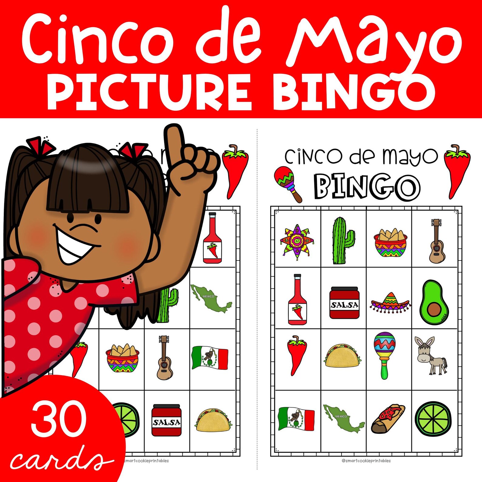Cinco De Mayo Bingo Game, Printable Fun Party Game, Printable Bingo for ...