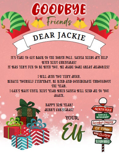 Editable Elf Goodbye Letter Exit Letter Christmas Elf Elf - Etsy