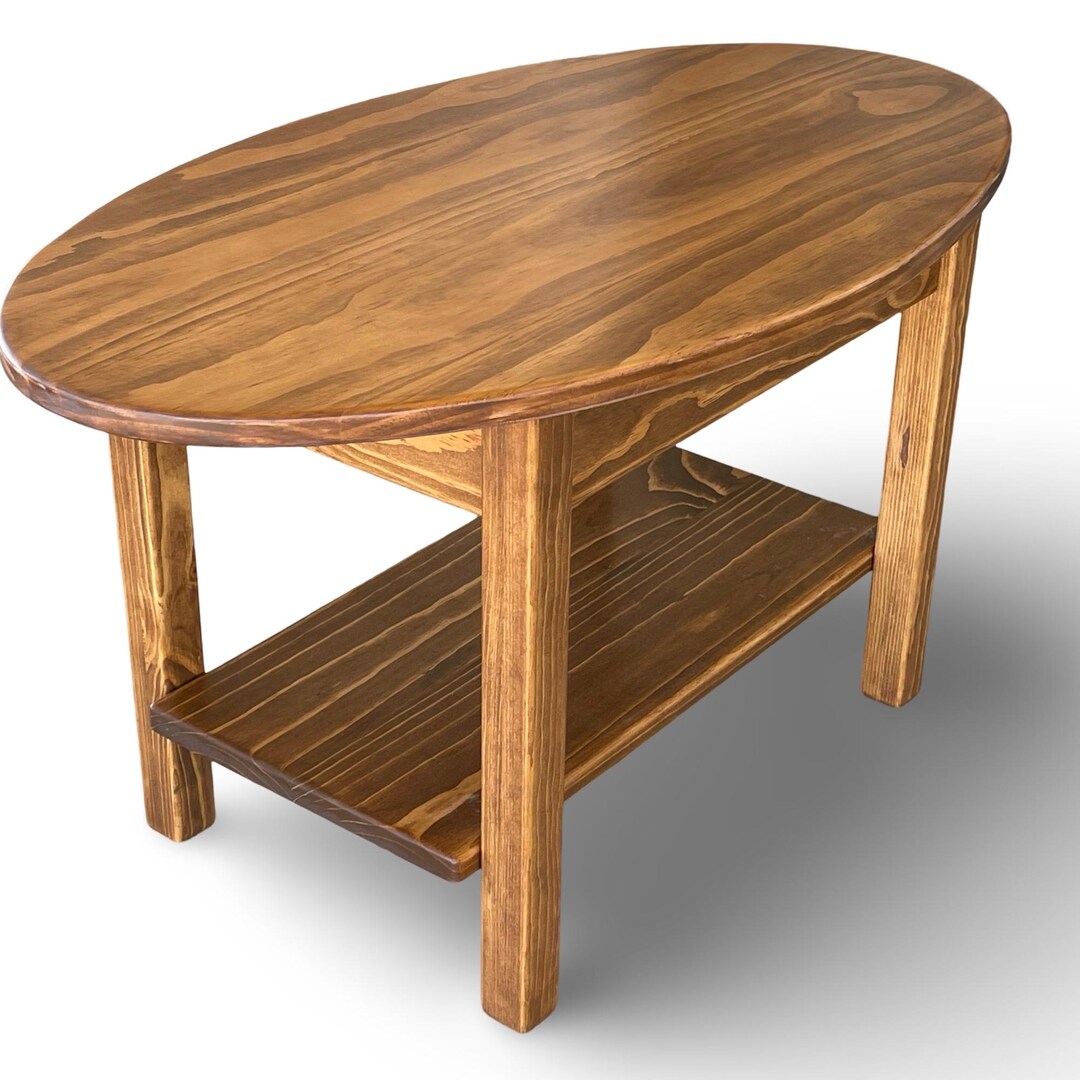 Small Oval Coffee Table With Shelf / Tiny Mid-century Modern Oval ...