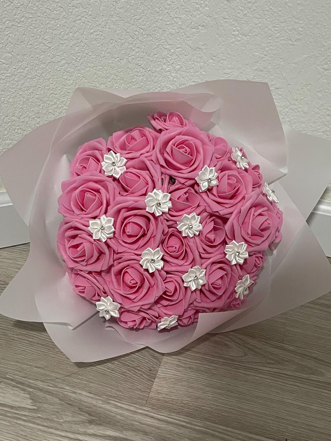 Forever Flower Styrofoam Bouquet Pink - 24 Regular Flowers W/ 10 Minis ...