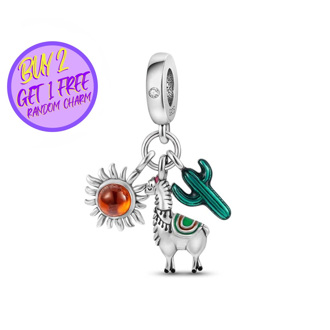 Lama, Cactus and Sun Charm for Bracelet, Hot Weather Charm, Desert ...