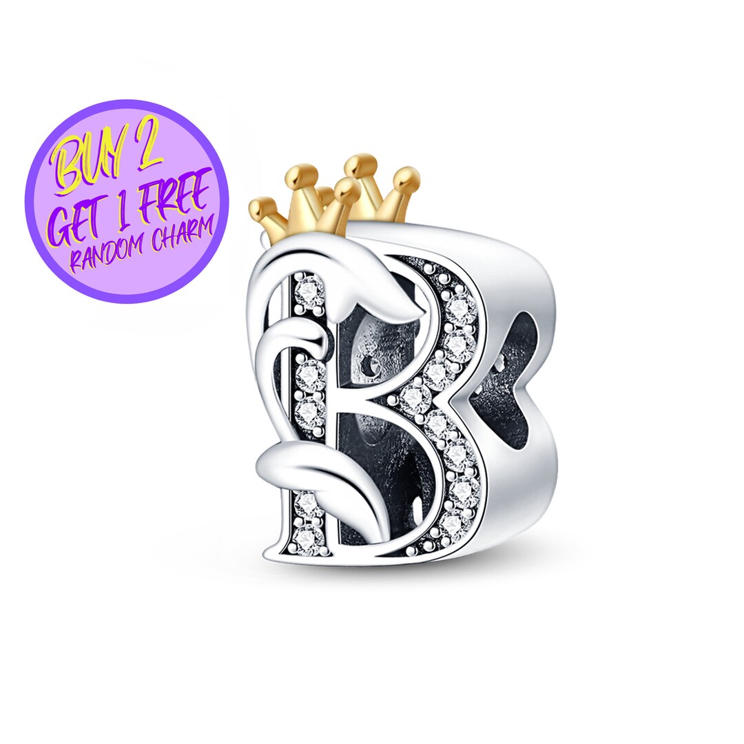 Crown B Letter Charm for Bracelet, B Letter Charm, Crown Letters Charm ...