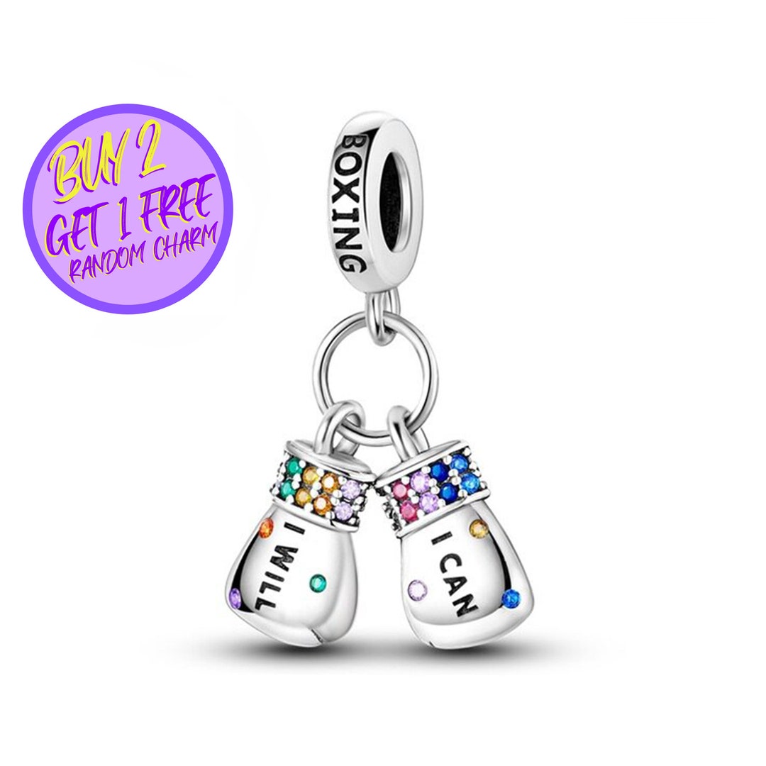 Boxing Gloves Charm for Bracelet, I Can and I Will Charm, Sport Charm ...