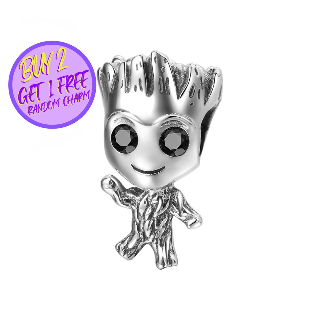 Movie Character Charm for Bracelet, Groot Charm, Sterling Silver Charm ...