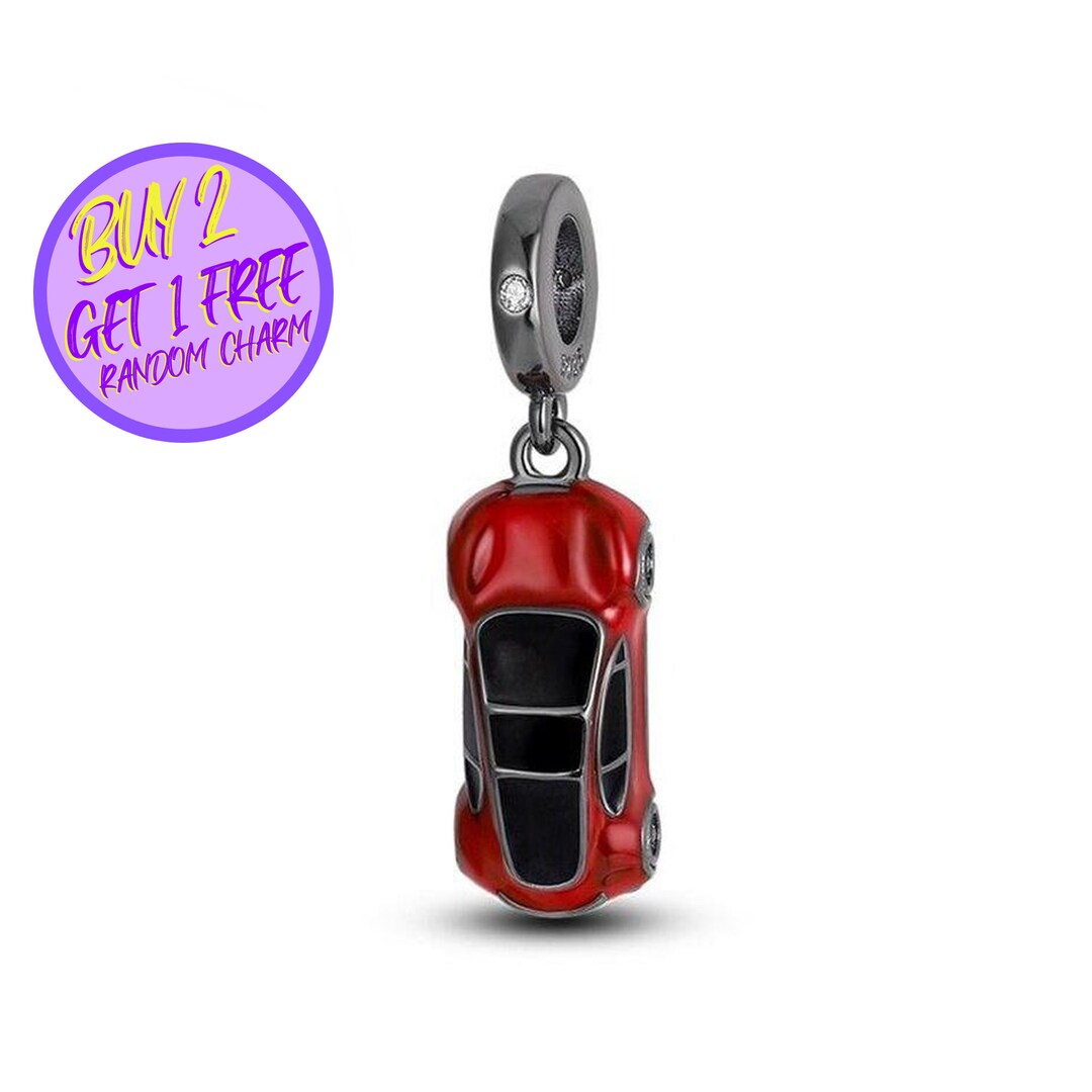 Electric Car Charm for Bracelet, Red Sport Car Charm, Sterling Silver ...