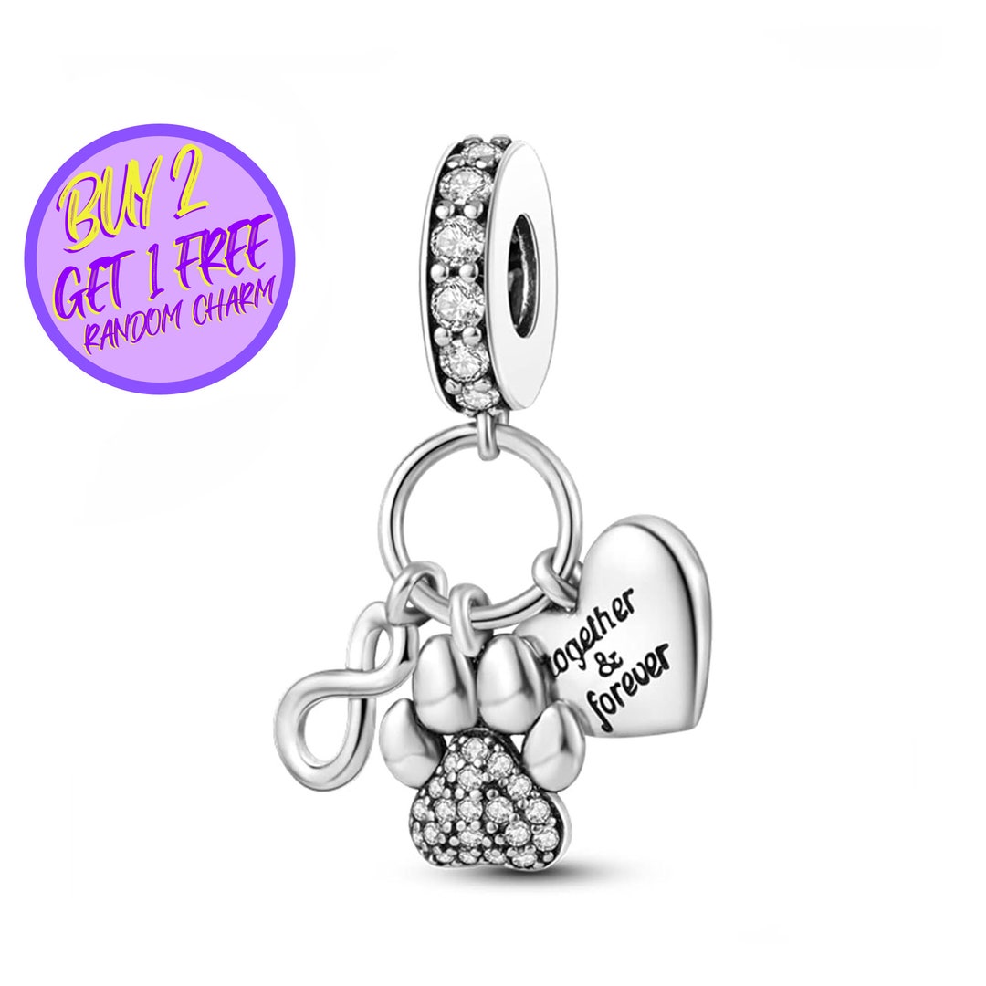 Together and Forever Paw Charm for Bracelet, Infinity Paw Charm, Heart ...