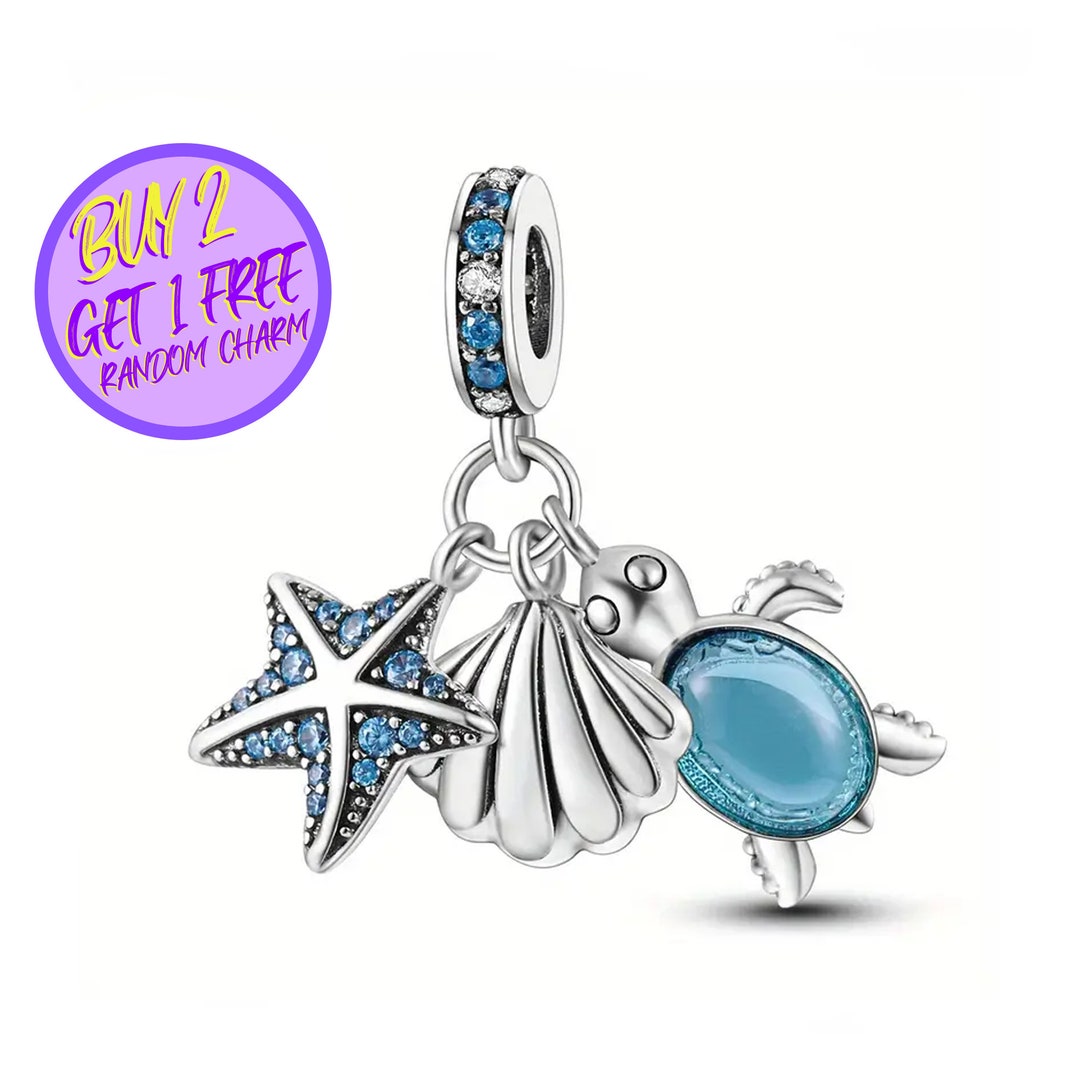 Starfish, Sea Turtle and Shell Charm for Bracelet, Sea Shell Charm ...