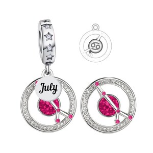 July Zodiac Birthstone Charm for Bracelet, July Charm, Cancer Zodiac ...