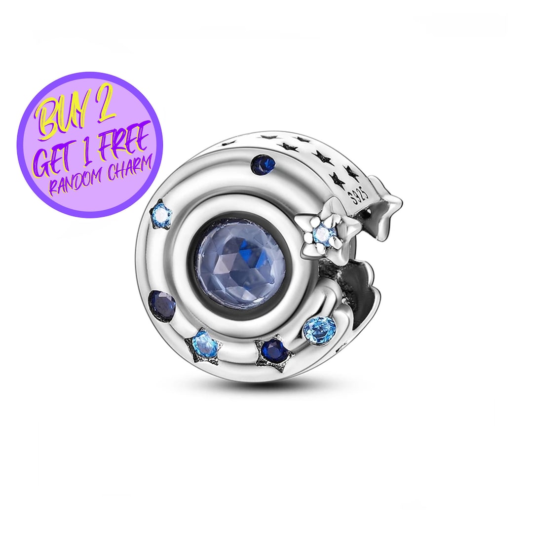 Blue Star Concha Beads Charm for Bracelet, Round Charm, Sterling Silver ...