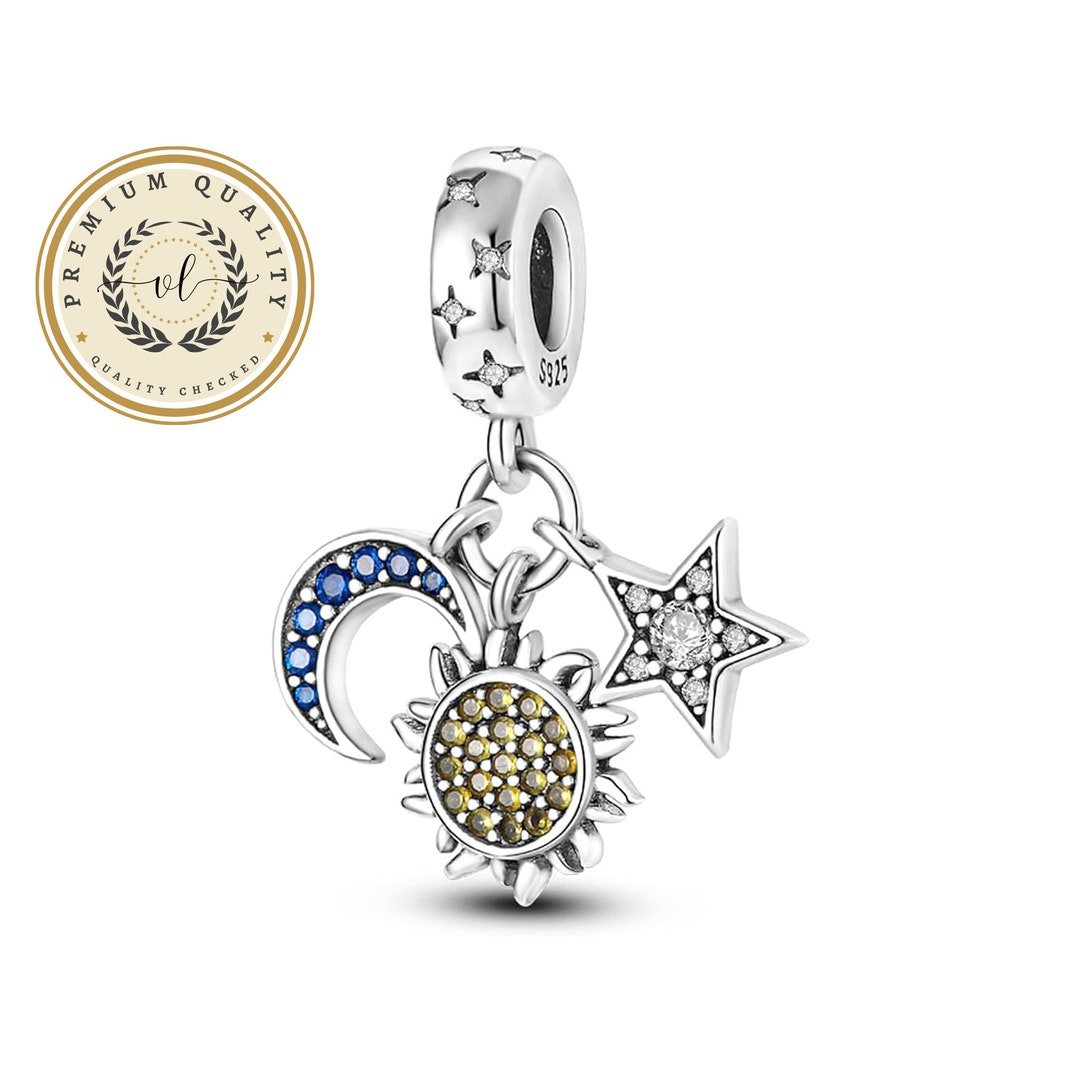 Sun Star & Moon Charm for Bracelet Space Charm Sky Charm - Etsy