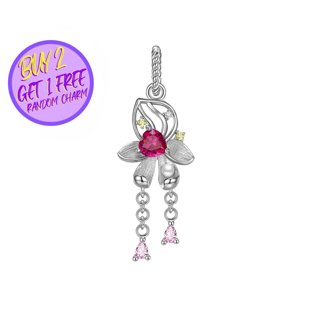 July Lotus Flower Birthstone Charm for Bracelet, July Charm, Birthstone ...