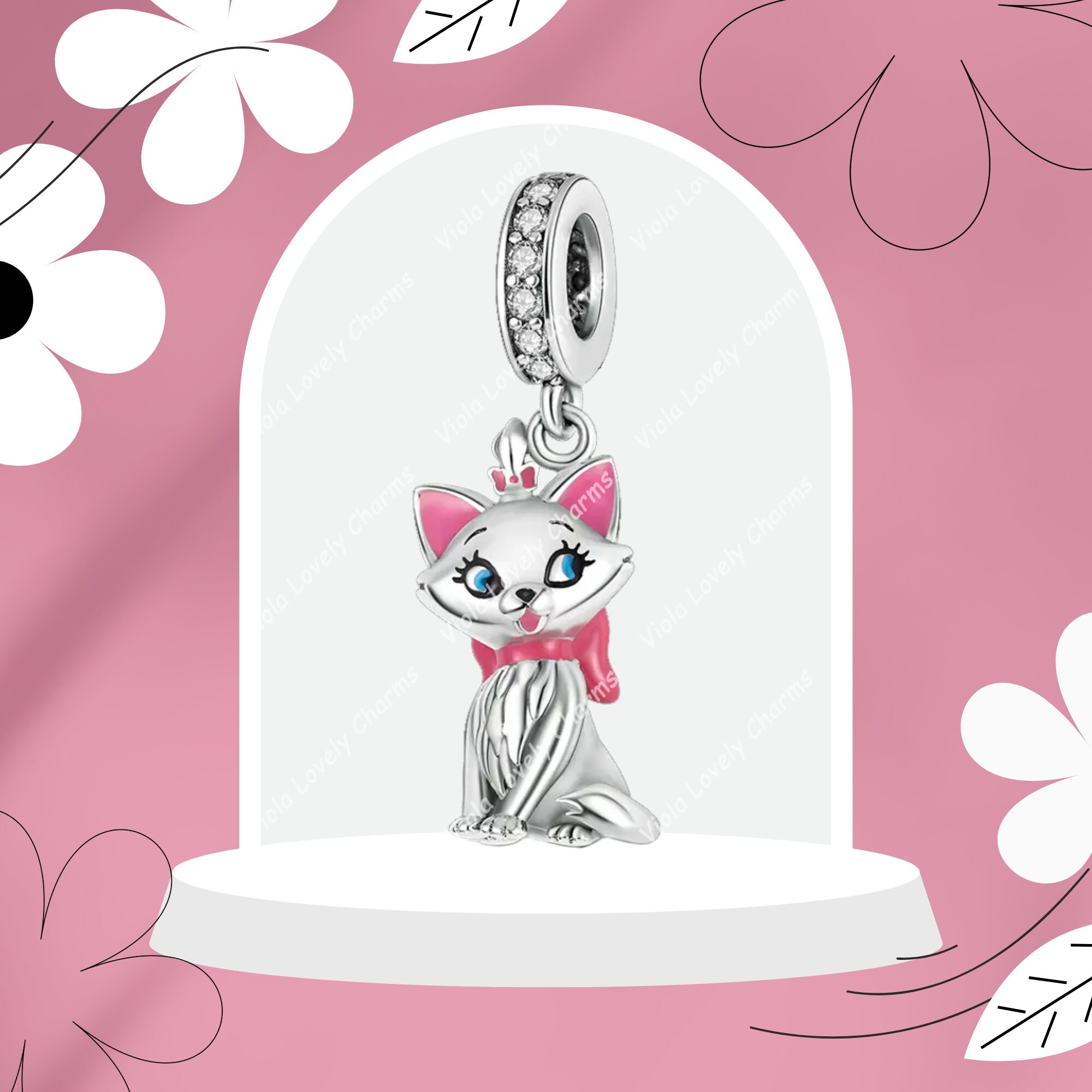 Cute Cat Charm for Bracelet, Sterling Silver Charm, Dangle Charm ...