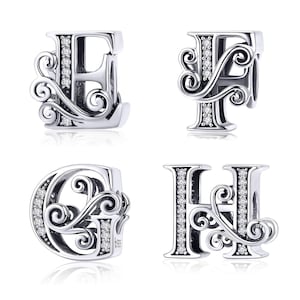 Letter Charms for Bracelet, Calligraphy Letter Charms, Alphabet Charms ...