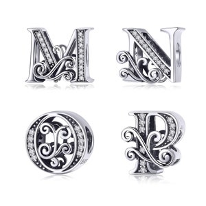 Letter Charms for Bracelet, Calligraphy Letter Charms, Alphabet Charms ...