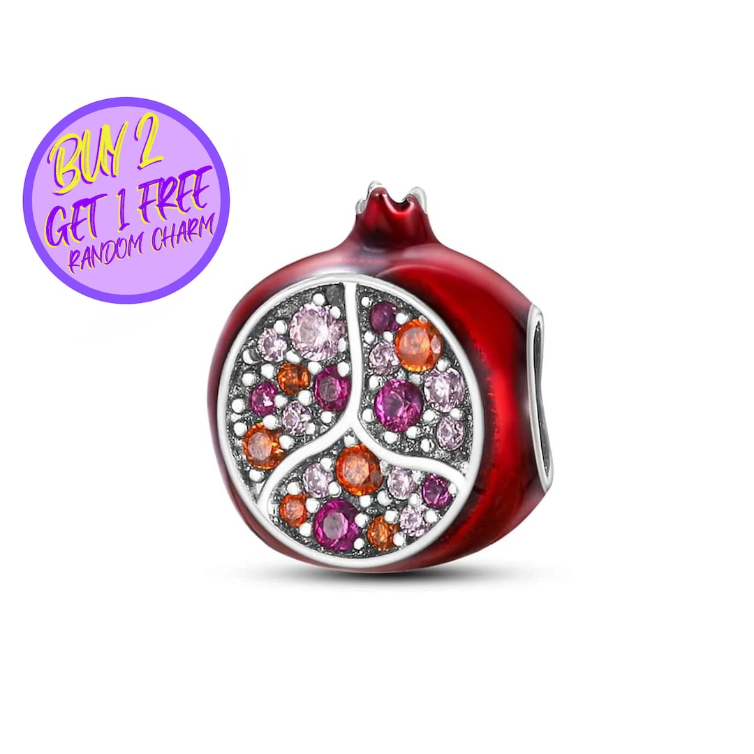 Pomegranate Charms for Bracelet, Fruit Charm, Healthy Charm, Sterling ...