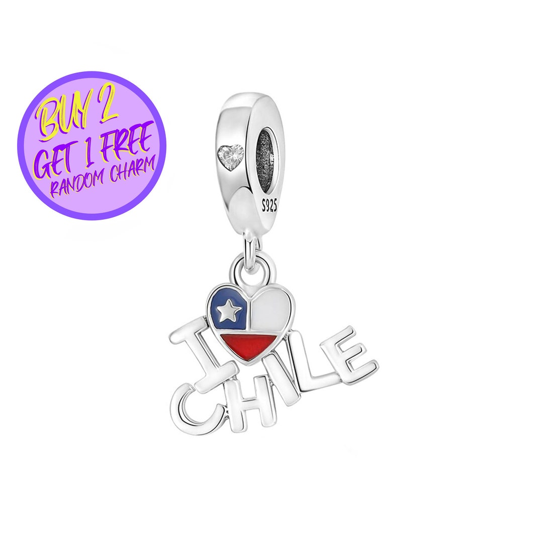 I Love Chile Charm for Bracelet, Chile Flag Charm, Chile Heart Charm ...