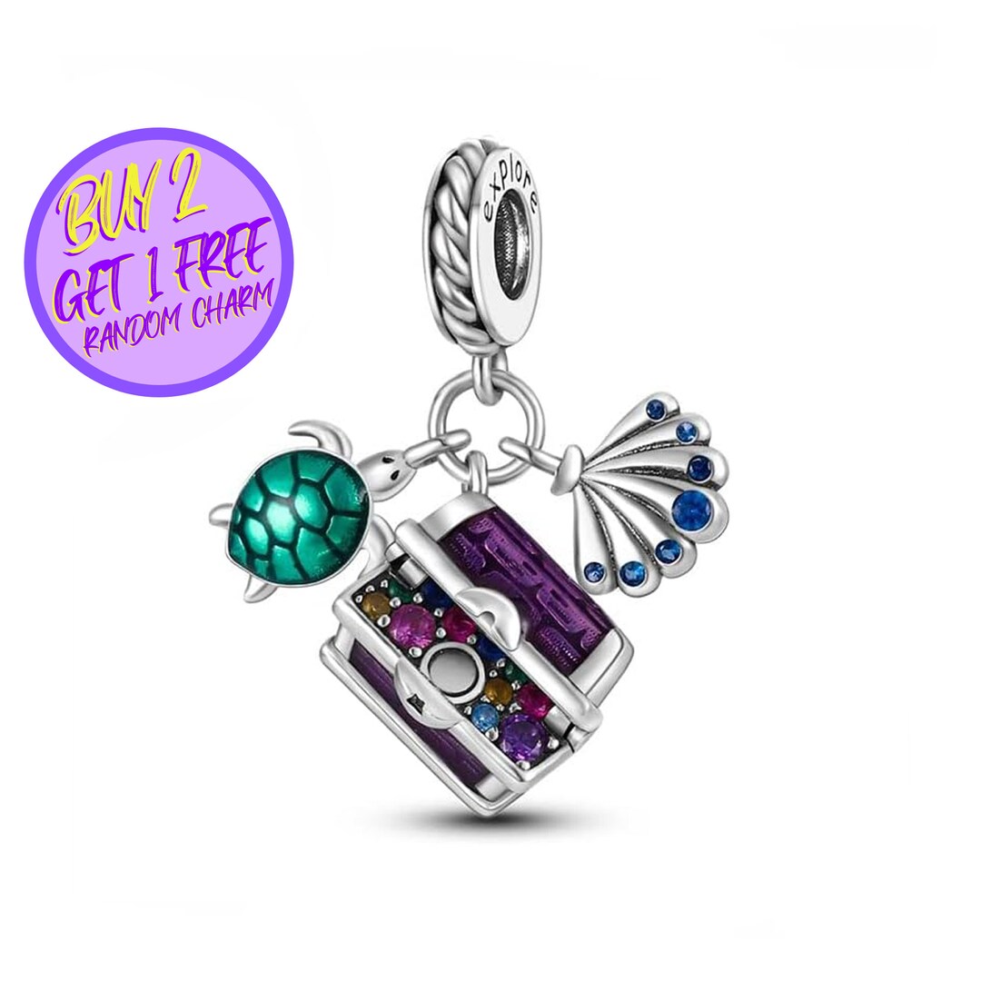 Treasure, Turtle and Shell Charm for Bracelet, Sea Treasure Charm ...