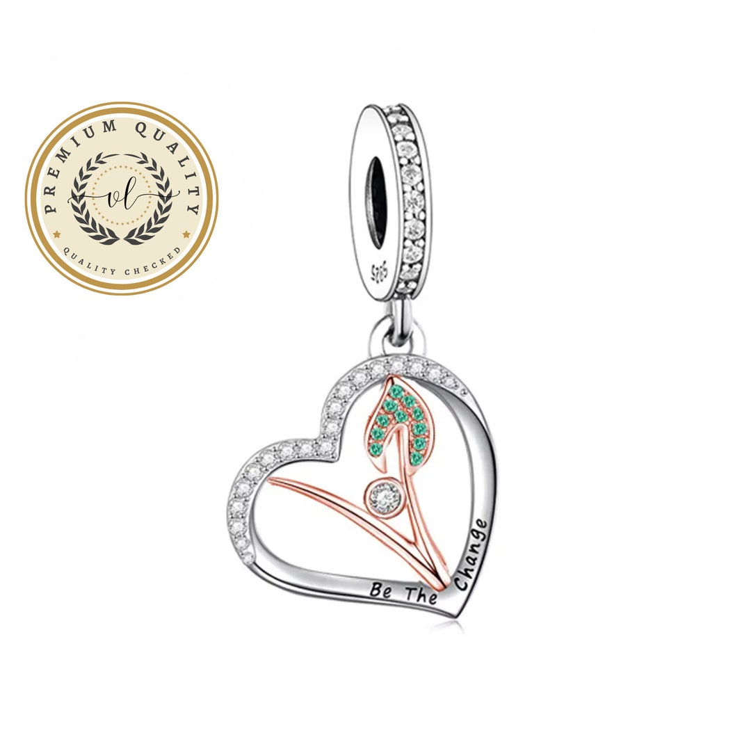 Be the Change Heart Dangle Charm for Bracelet, Change Charm, Faith Related Charm, Christmas ...