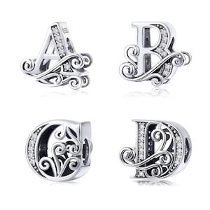 Letter Charms for Bracelet, Calligraphy Letter Charms, Alphabet Charms ...