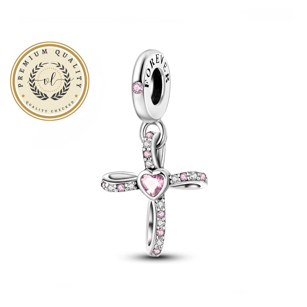 Cross Heart Charm for Bracelet, Birthday Gifts for Her, Heart Charm for ...