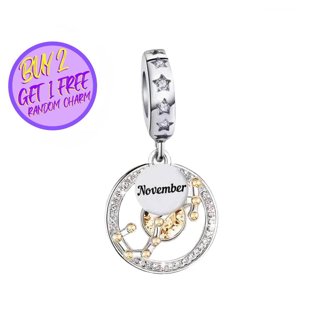 November Zodiac Birthstone Charm for Bracelet, November Charm, Scorpio ...